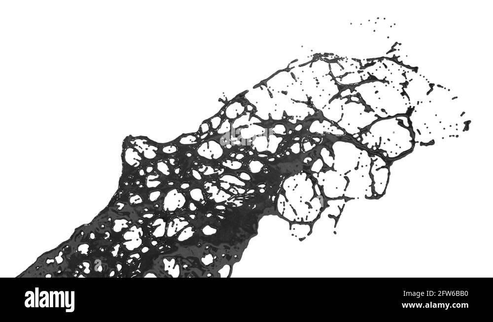 black paint splash in air filmed in slow motion with alpha channel use ...