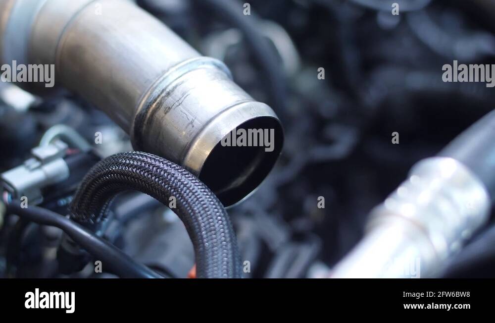 Car with the engine hood open in repair shop 4k Stock Video Footage - Alamy