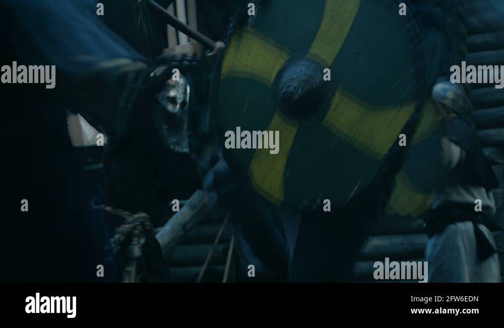 Large-Scale Medieval Battle Reenactment. Violent Tribe of Warriors ...