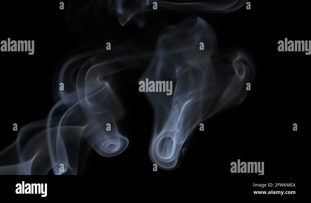 White tobacco smoke line on black background hd slow-motion video copy ...