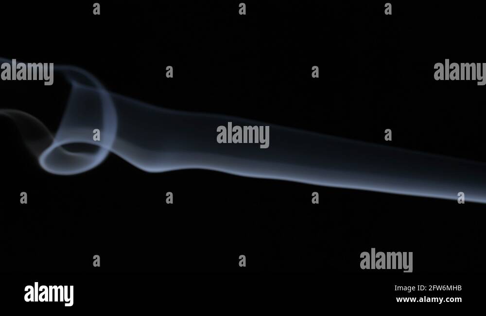 White tobacco smoke line on black background hd slow-motion video copy ...