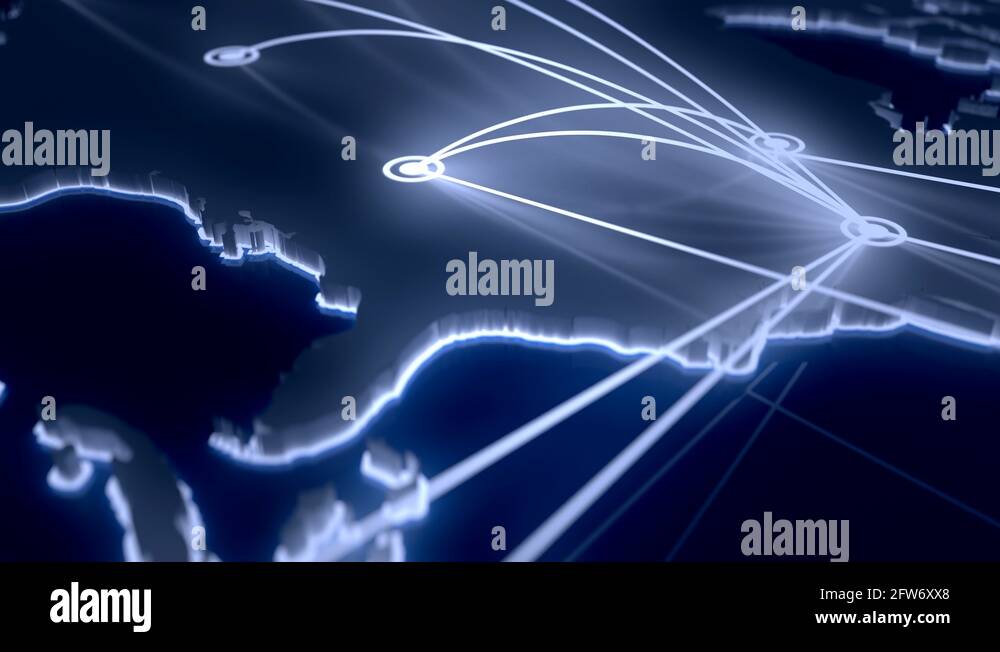 Flight paths on the North American continent and beyond Stock Video ...