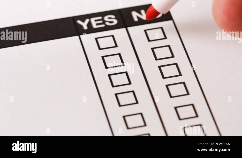 Filling yes and no checklist Stock Video Footage - Alamy