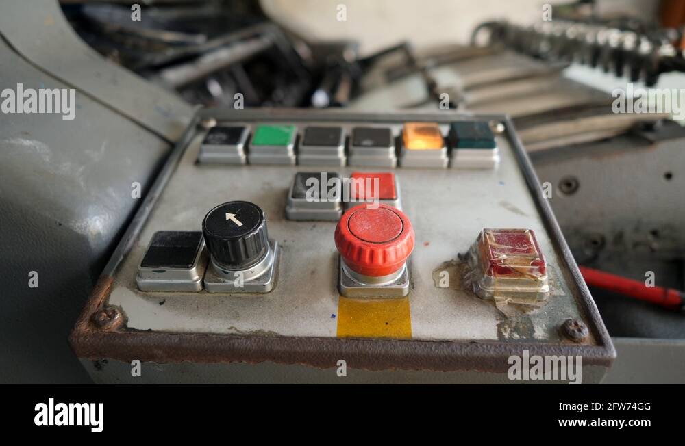 Vintage Old Printing Machine Control Buttons in Typography. 4K Stock ...