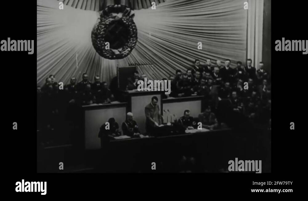 Adolf Hitler speaks in conference for peace agreement - 1931- 1941 ...