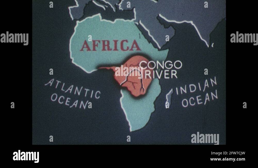 1940s: Illustrated map of Africa depicting the Congo Basin as a heart ...