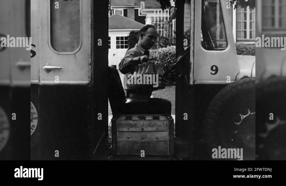 1940s Dairy Factory Milkman Man Delivers Fresh Cream Daily Vintage Film ...