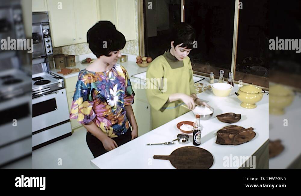 1970s Seventies Women Make Food Cooking in the Kitchen Vintage Film ...