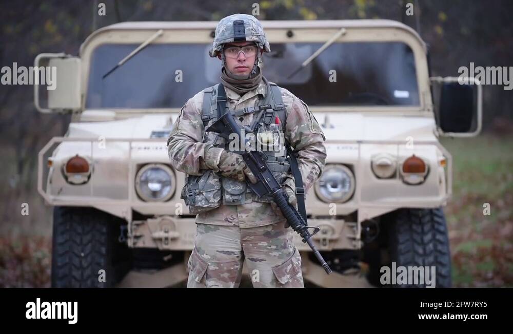Army soldier military standing holding weaponry Stock Videos & Footage ...