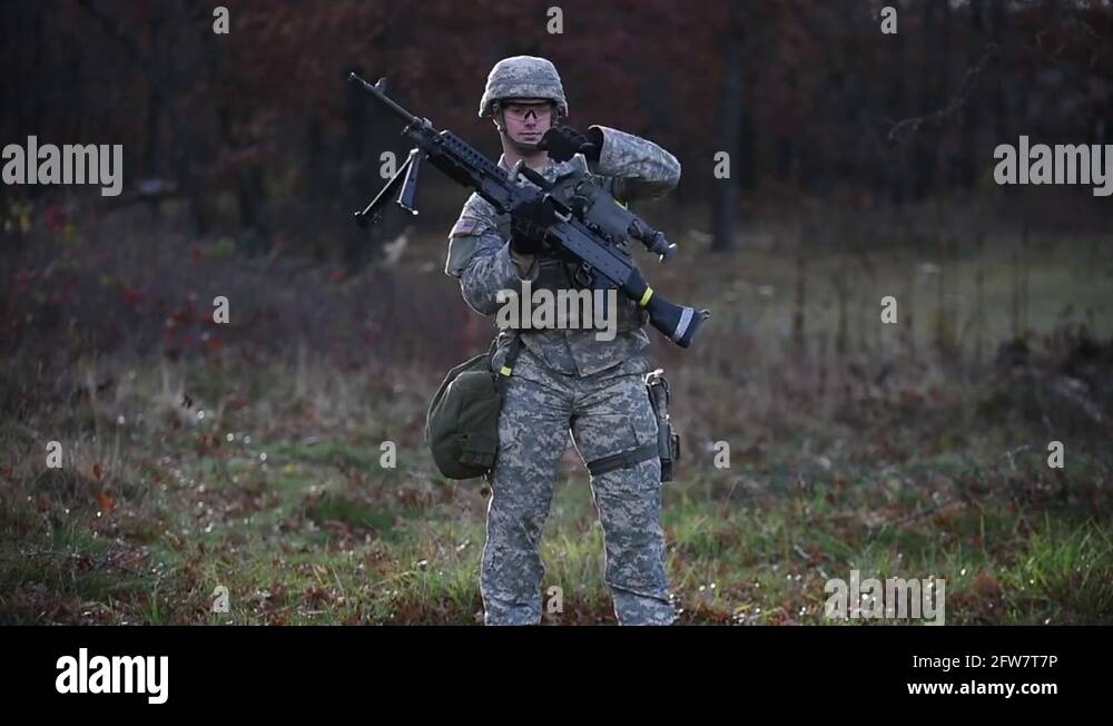 Army soldier standing weaponry military safety helmet Stock Videos ...