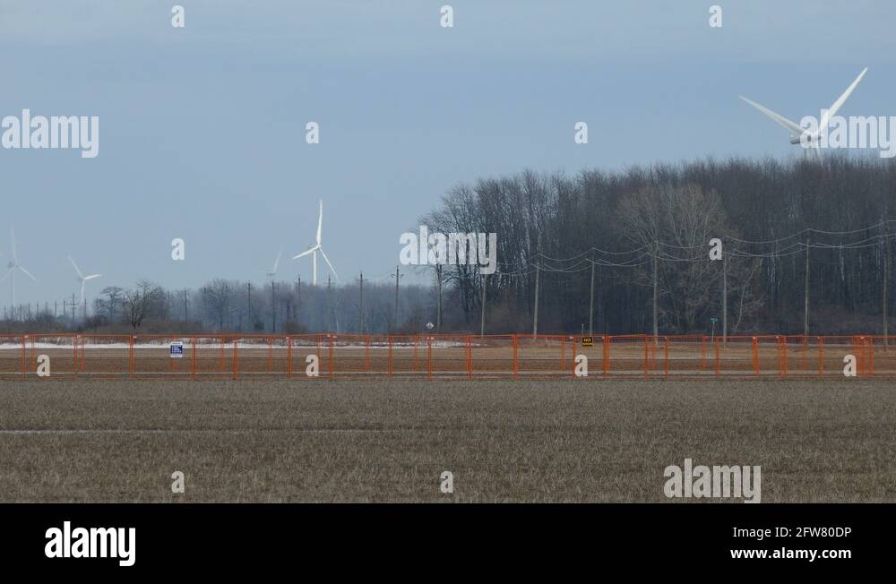 Wind energy farm turbine destroyed and collapsed from structural ...
