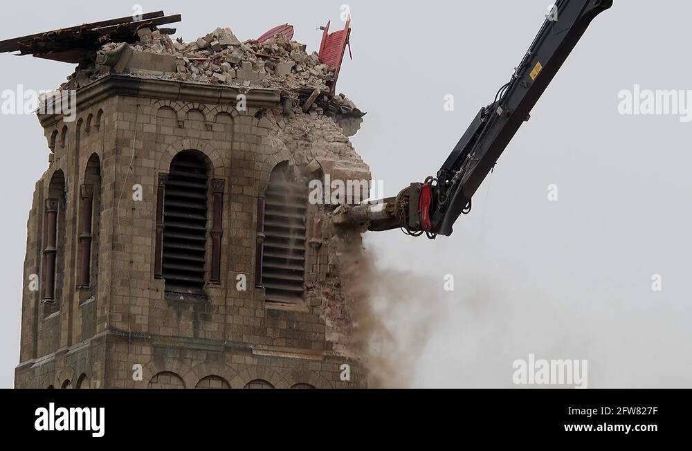 Cathedral is razed to the ground as it begins demolition of an entire ...