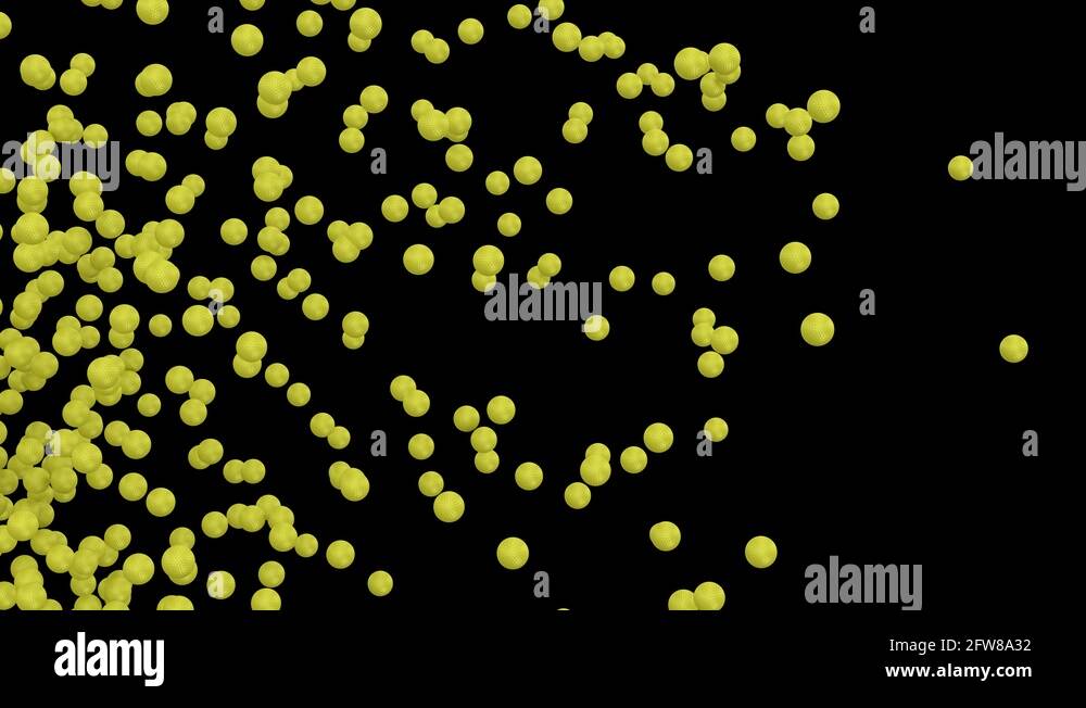 Animated exploding and flying from left to right a lot of plain yellow ...