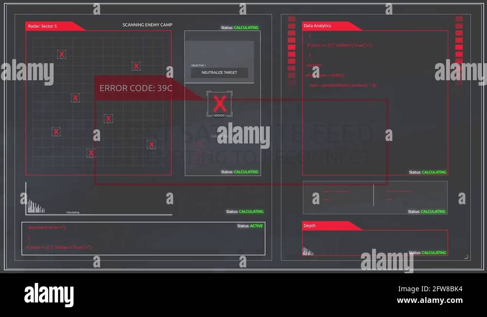 Futuristic Damaged Satellite Reception computer screen or interface for ...