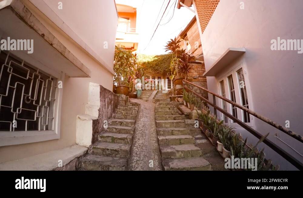 Urban Walkway up Hillside in Da Lat, with Steps and Ramp Stock Video ...