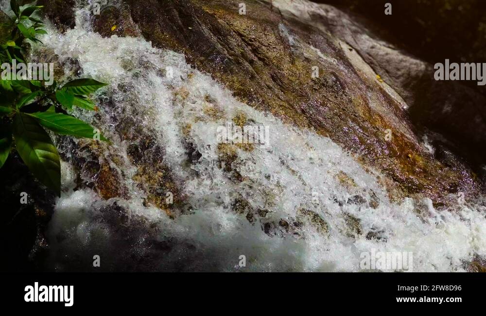 Sheet of Water Tumbling over Rocks in Thailand Wilderness Stock Video ...
