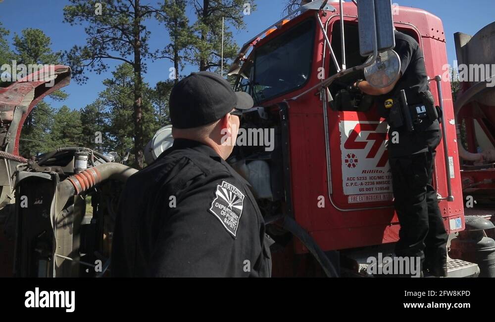 Arizona Dept of Public Safety, Highway Truck Inspection Stock Video ...