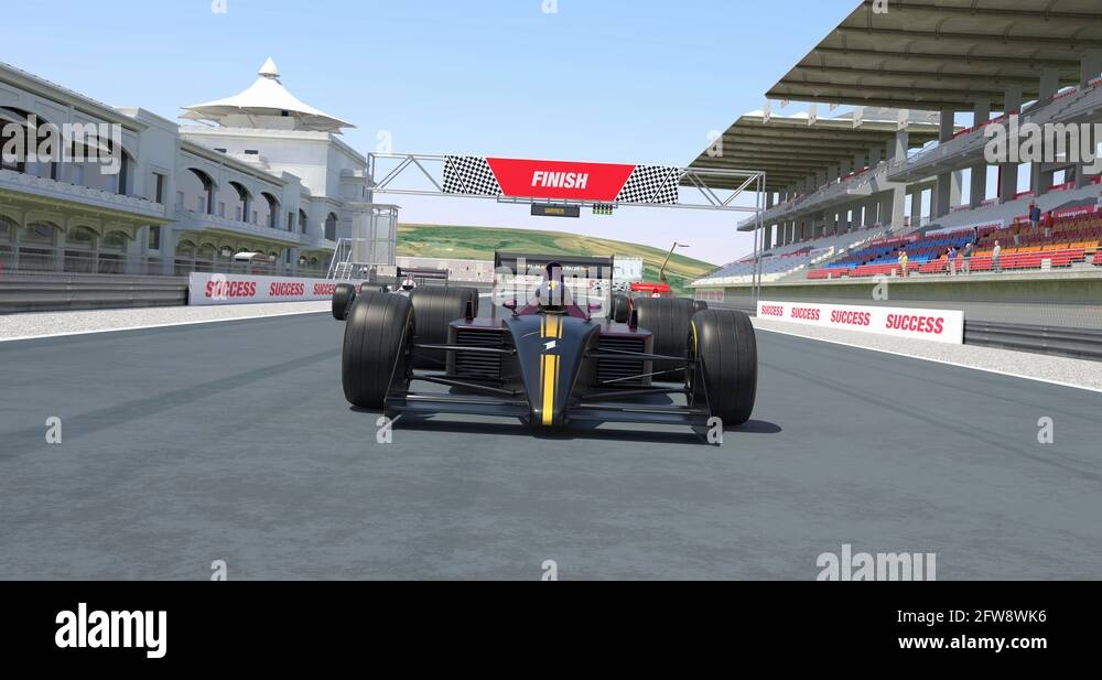 Formula One Cars Crossing Finish Line And Winning The Race - 4K 3D ...