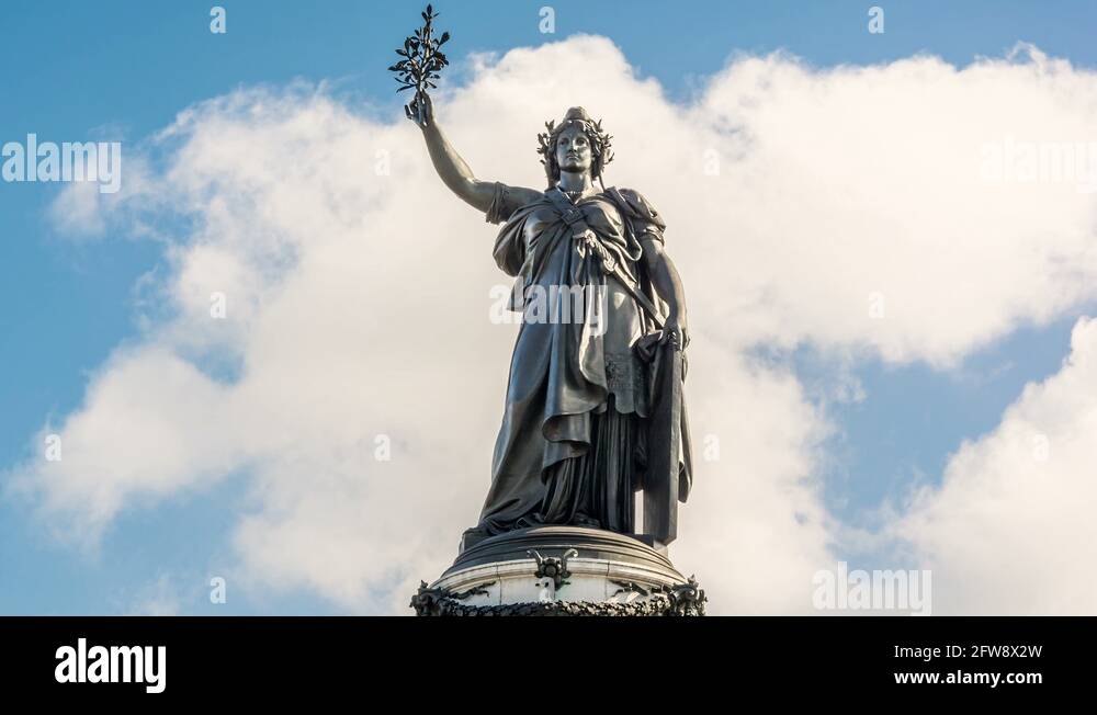 Bronze statue of Marianne at the Place de la Republique, Paris, France ...