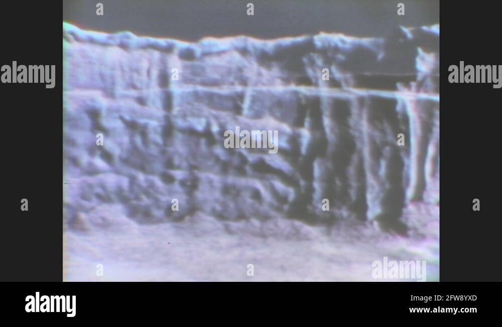 1970s: Model of crater from volcano Olympus Mons on Mars. Aerial view ...