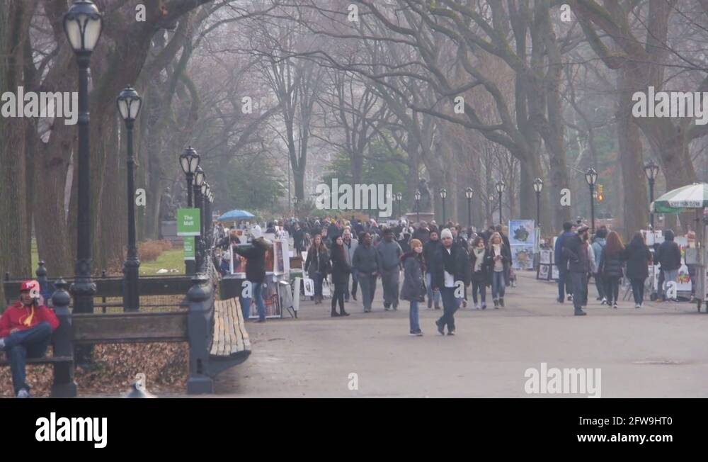Crowded Alley In Central Park - Pan - Right To Left Stock Video Footage ...