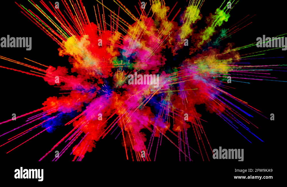 firework of paint, explosion of colorful powder isolated on black ...