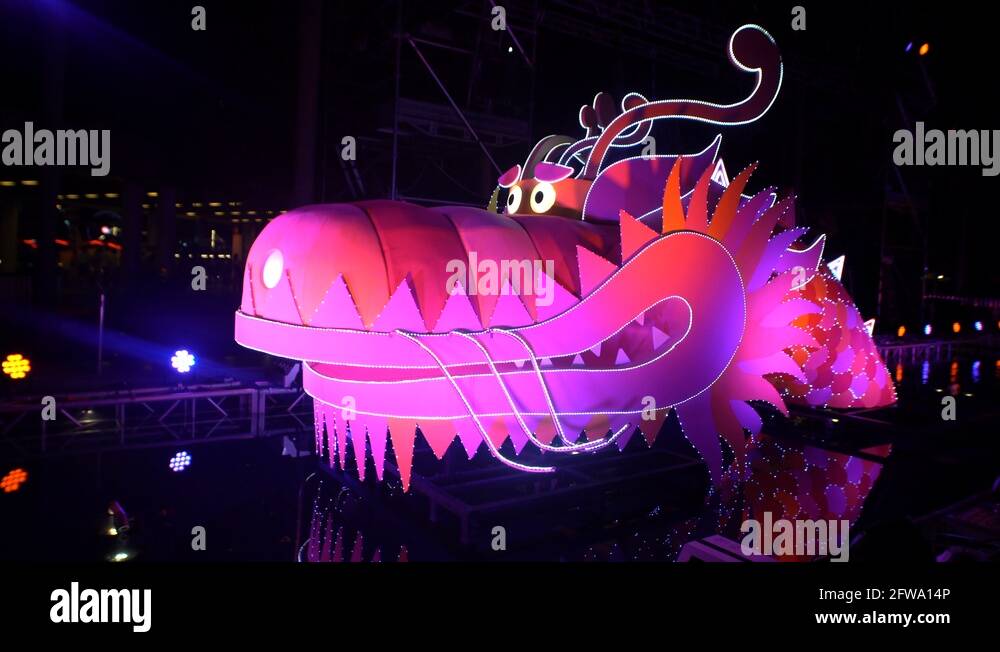 Colorful Dragon Head Display in Kowloon - Hong Kong Stock Video Footage ...