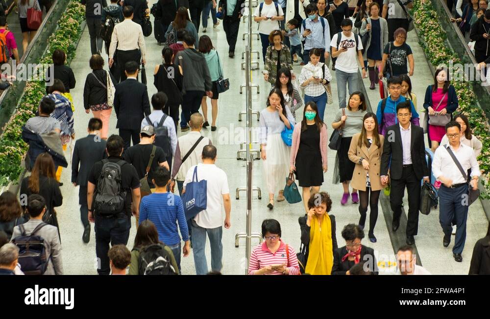 Time Lapse Zoom - Busy Metro Train / Subway MTR Station - Hong Kong ...