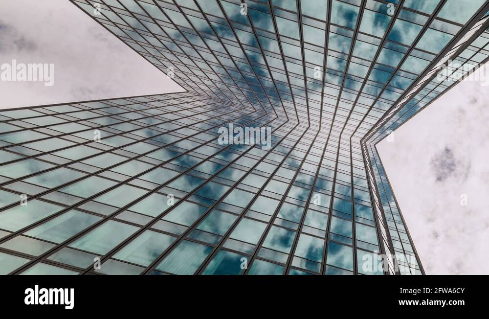 Modern facade reflection window building architecture blue Stock Videos ...