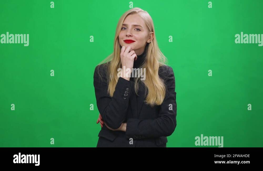 Beautiful girl shows emotions, actor play, screen tests, green ...