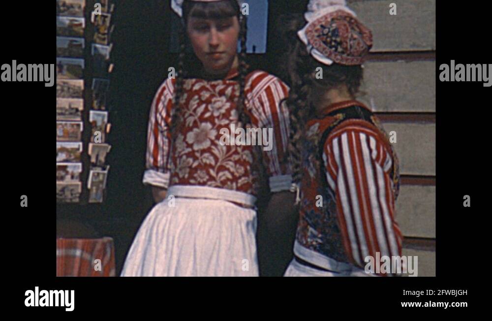 Vintage 16mm film, 1948 Holland, girls trad clothing Stock Video ...