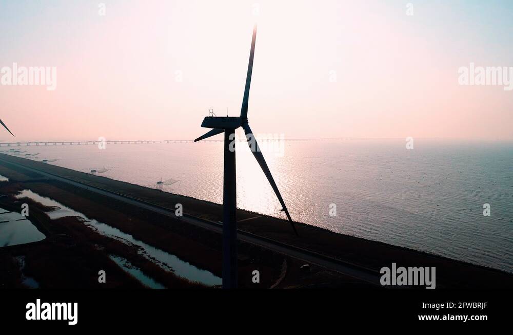 off shore wind turbines along the shanghai coast,Pudong,China Stock ...