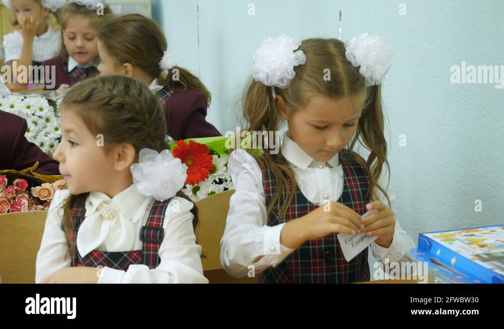 Primary school children sit in a classroom at school Stock Video ...