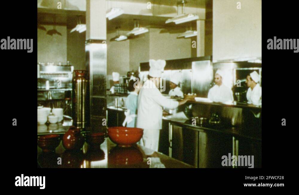 1950s: Workers in commercial kitchen work Stock Video Footage - Alamy