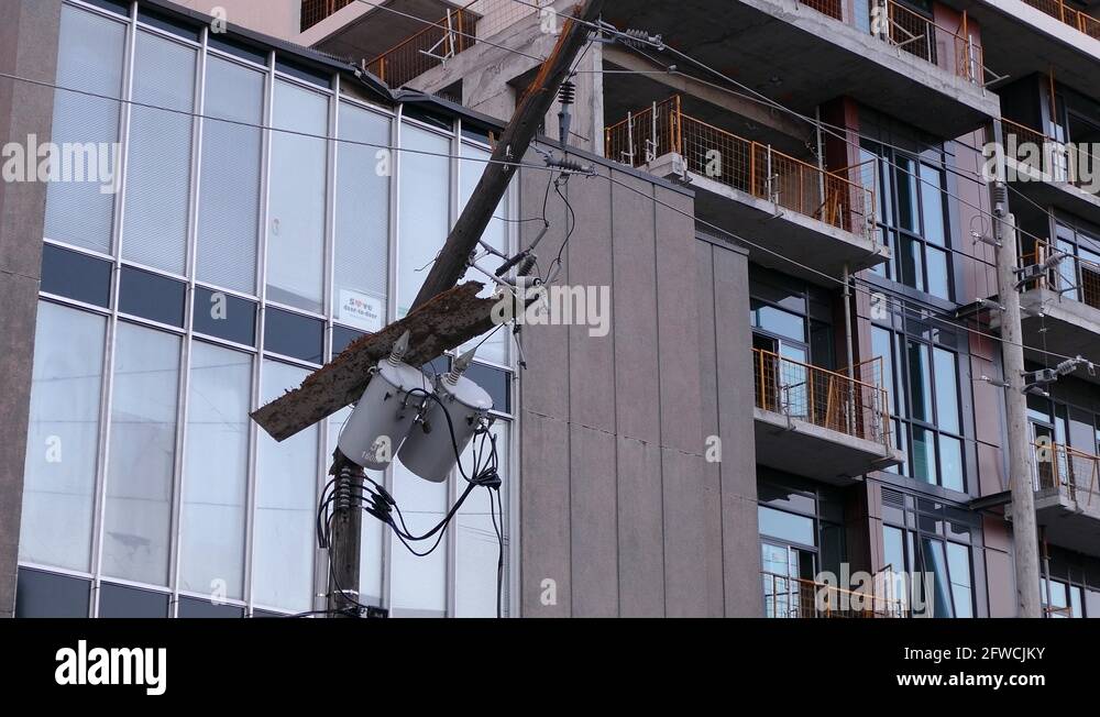 Severe thunderstorm and wind damage to power poles and electrical grid ...