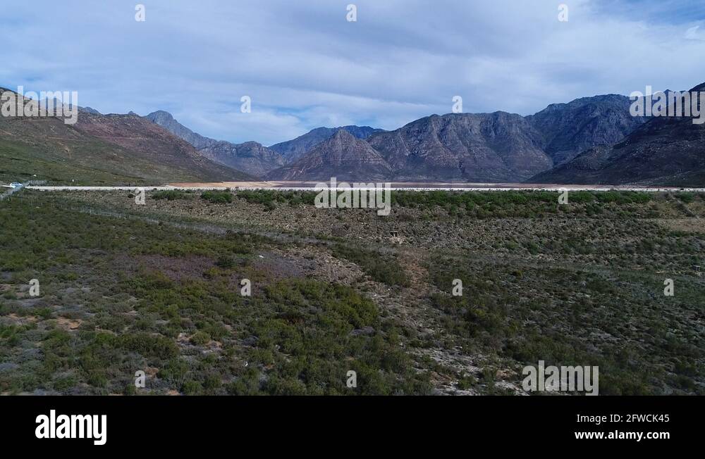Aerial views over the Bergriver Dam in Franschoek in the Western Cape ...