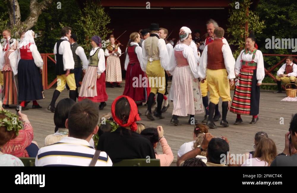 Traditional Swedish Folk Dancers. Beautiful Traditional Midsummer ...