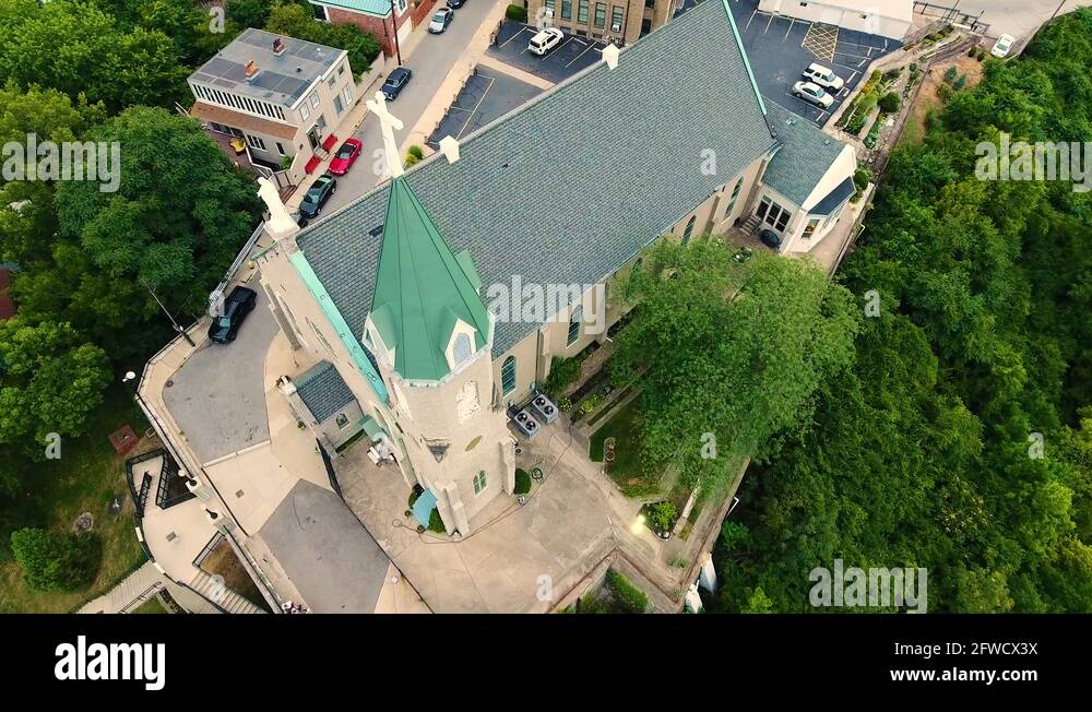 Church aerial 360 shot overhead Stock Video Footage - Alamy