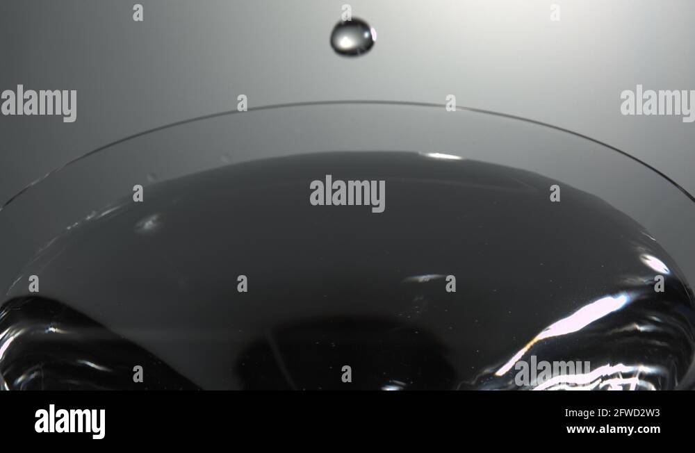 Water drop on water surface longdrink. Ultra slow motion hispeed ...