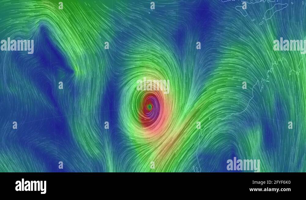 Radar and satellite weather model showing wind around storm Stock Video ...