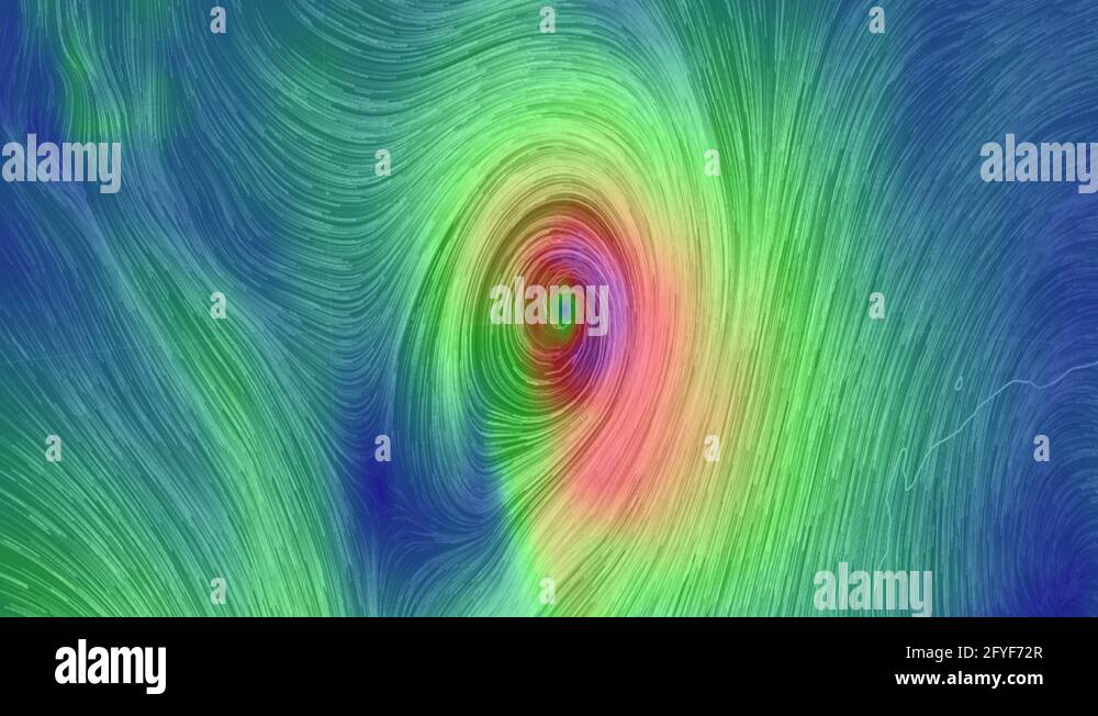 Radar and satellite weather model showing wind around storm Stock Video ...