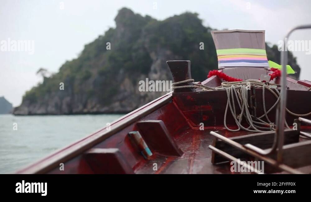 Nose of the boat, boat dissects wave floats on water of sea. 1920x1080 ...