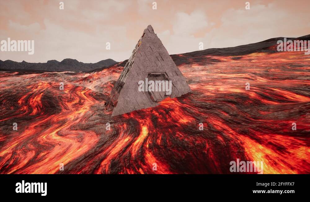4K Fantasy Pyramid in Extreme Lava Flow Cinematic 3D Animation Stock ...