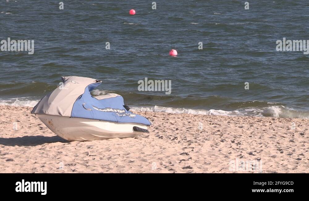 Jet Ski at the beach of Hörnum on Sylt island, Germany. Jetski am ...
