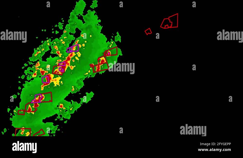 Weather radar screen showing severe thunder storms moving across the US ... Weather radar screen showing severe thunder storms moving across the US ...