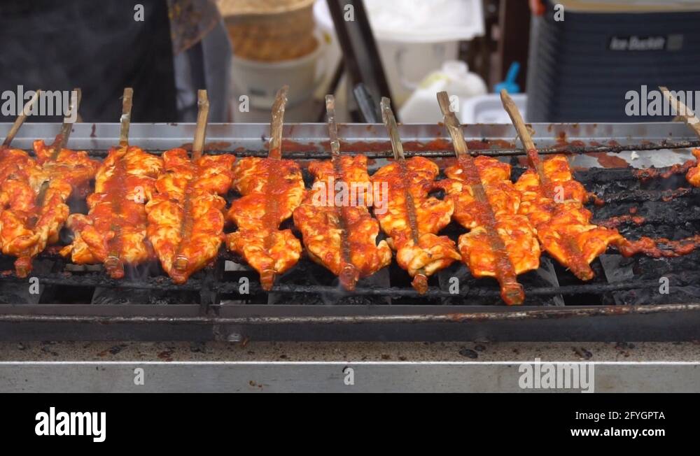 Grilling satay chicken Stock Videos & Footage - HD and 4K Video Clips ...