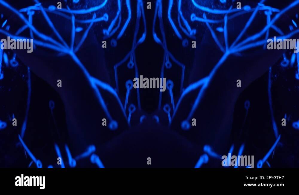 Psychedelic body painting on a girl in the form of a microcircuit for ...