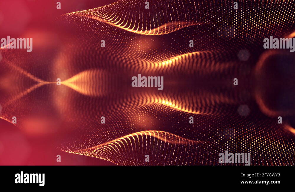 3d loop animation as science fiction background of glowing particles ...