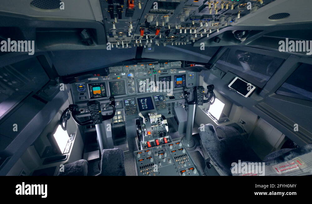 A empty cockpit of a flight simulator Stock Video Footage - Alamy