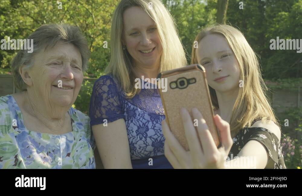 Three generations of the same family taking a selfie Stock Video ...